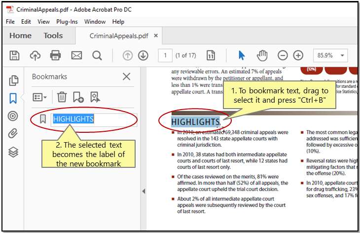 Bookmarks In PDFs