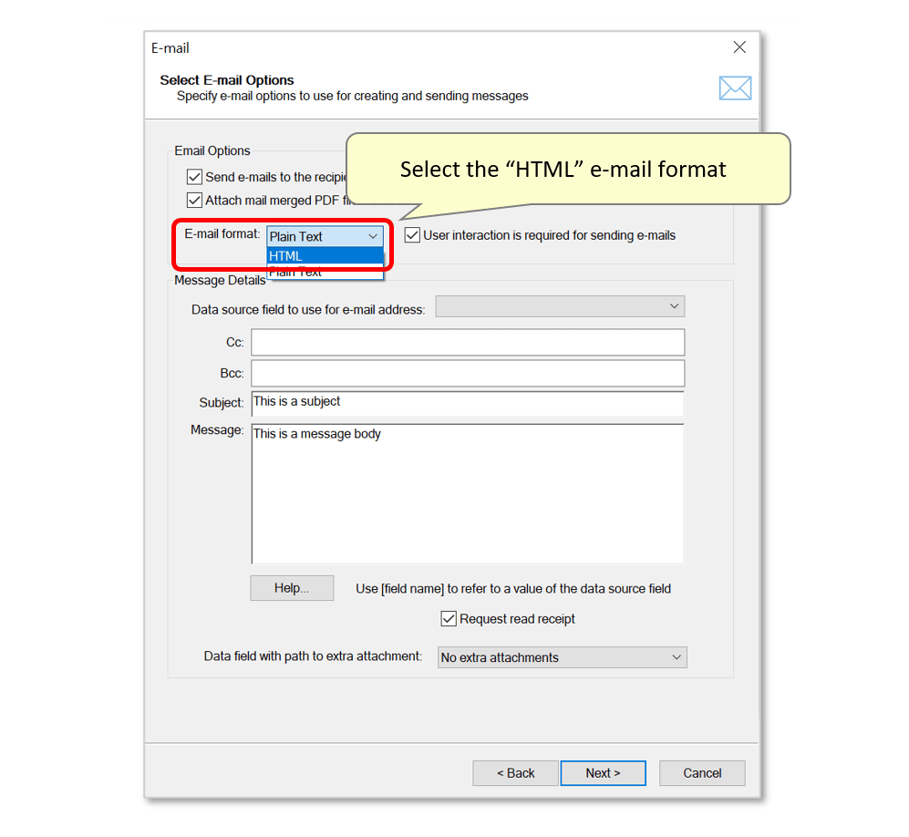 Formatting HTML Messages In AutoMailMerge