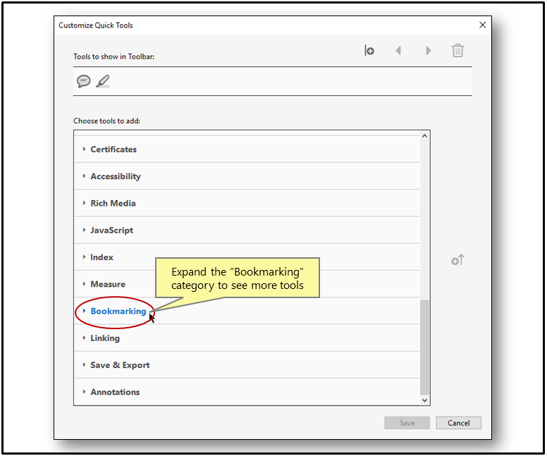 One-Click Bookmarking using List of Bookmarks