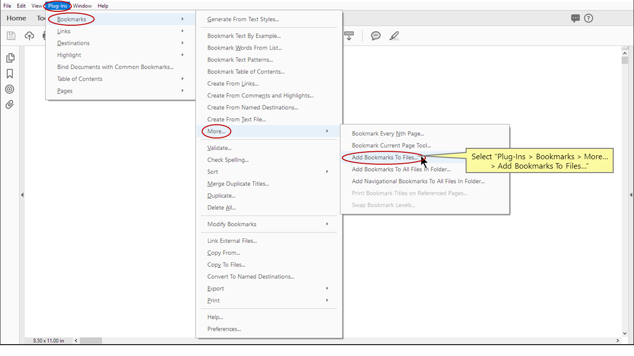 Adding PDF Bookmarks to Files
