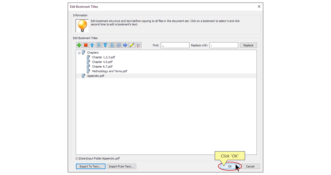 Adding PDF Bookmarks to Files