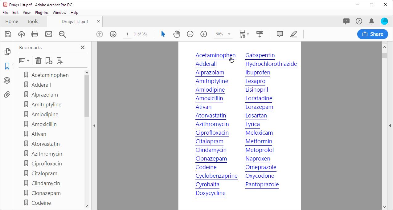 Creating Links from Bookmarks in PDF Files