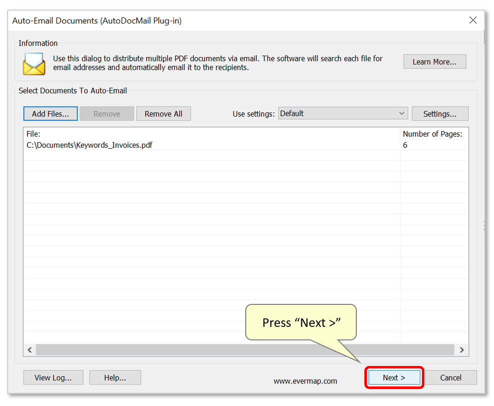 Using a Keywords-to-Emails Mapping Table to Send Emails