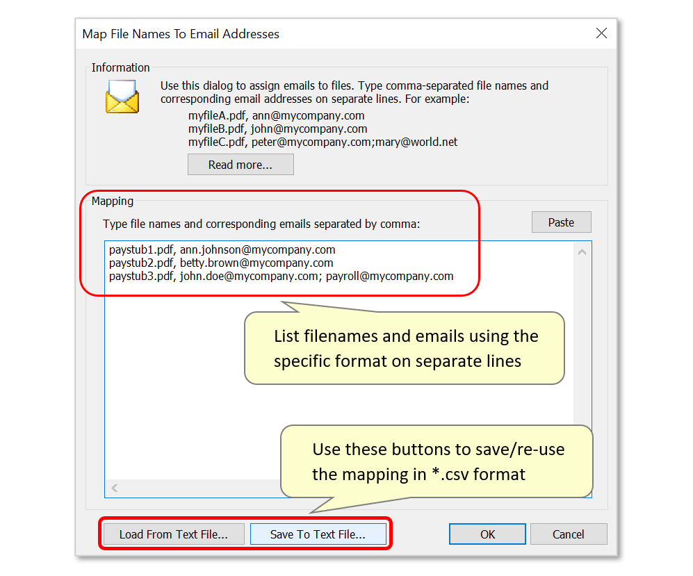 Using a Filename-to-Email Mapping Table to Send Emails