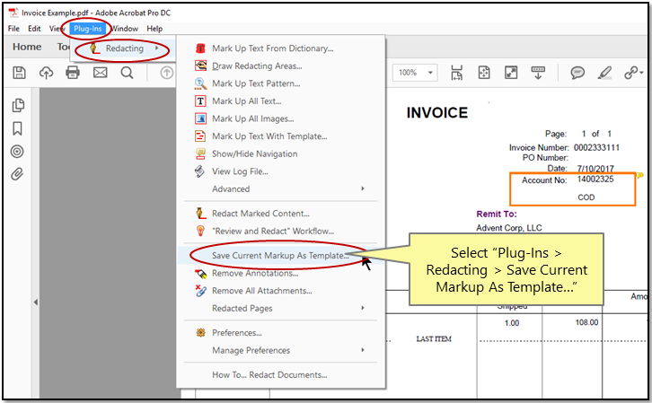 Redacting Text By Template With AutoRedact® Plug-in For Adobe® Acrobat®