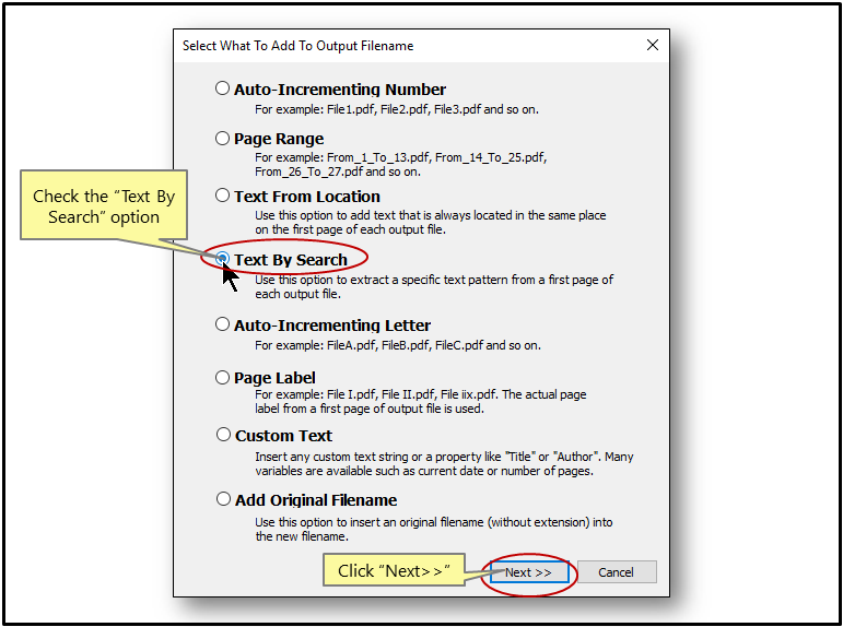 Splitting PDF Documents By a Keyword List
